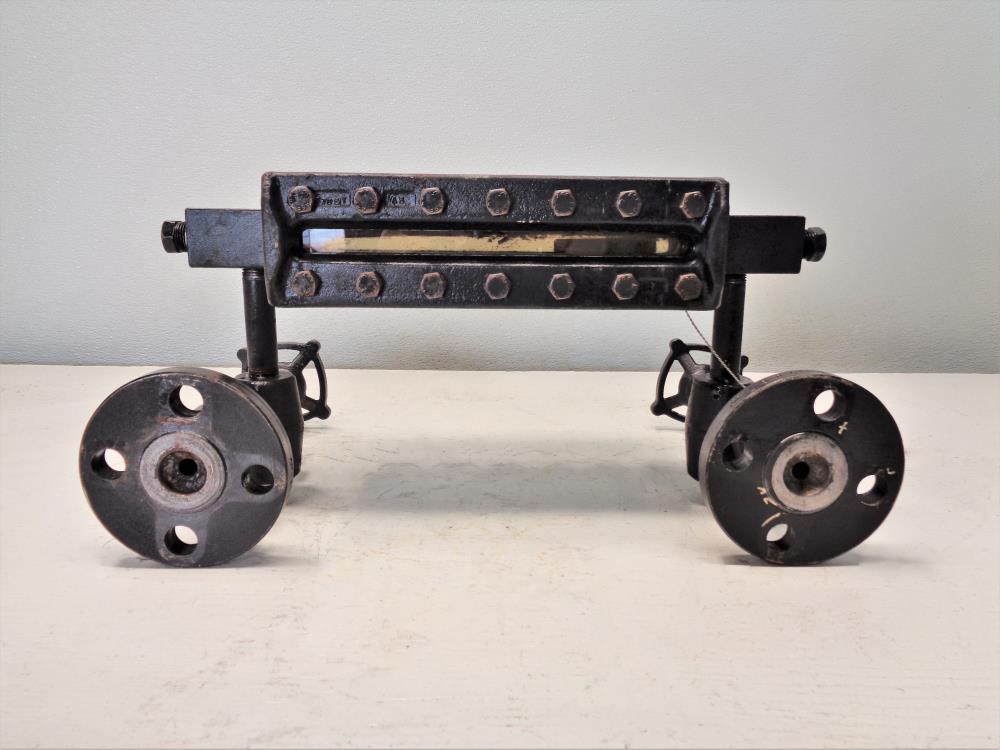 Jerguson Sight Glass 17-??-20 with #66 Flanged Gagecock Valves 1/2" NPT