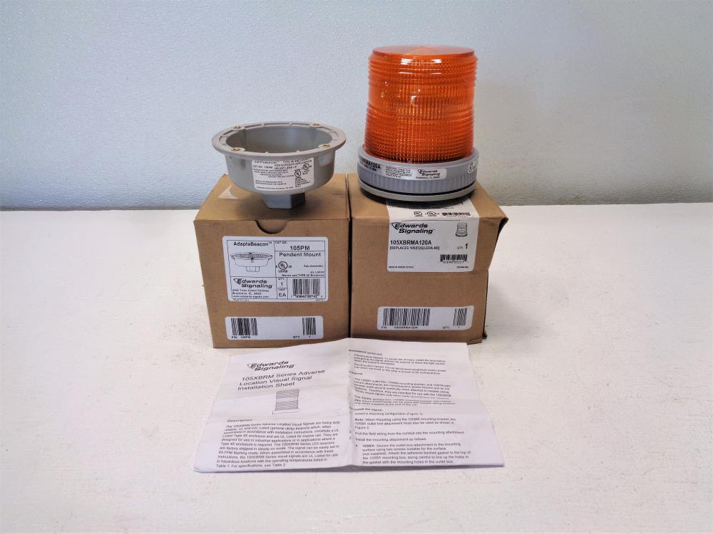 Edwards Signal Warning LED Light, Steady/Flash, Amber 105XBRMA120A w ...