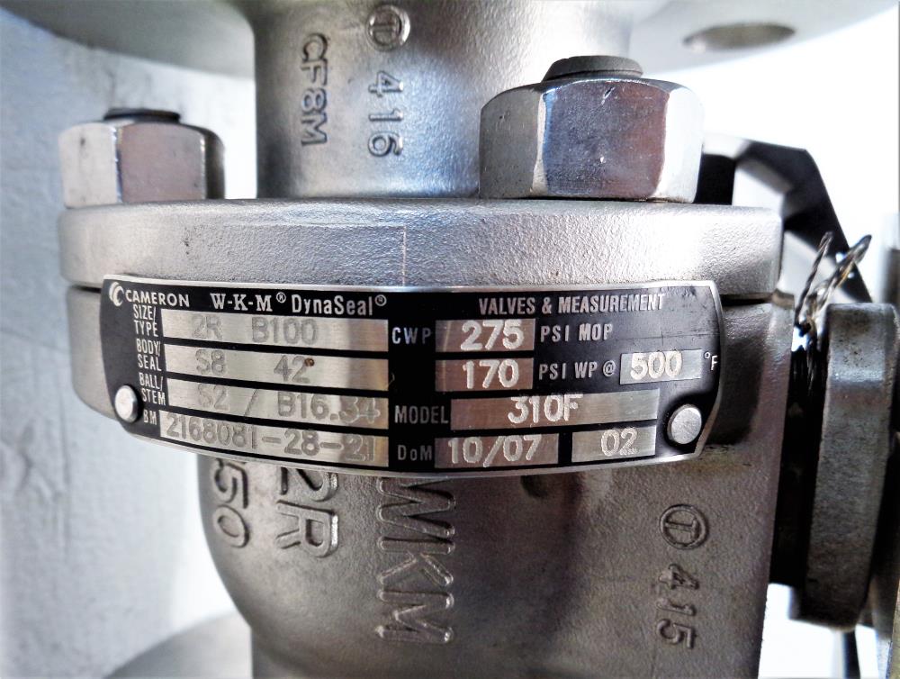 Cameron WKM Dynaseal 2R 150# 2-Pc Ball Valve, Stainless Steel, Model #310F