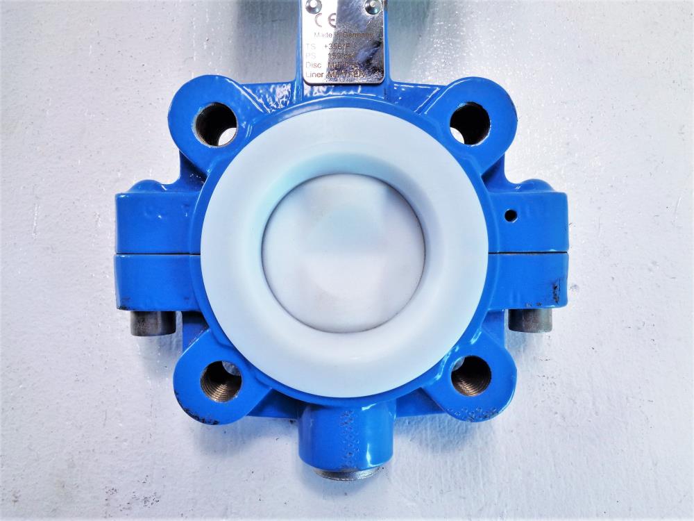 Ebro Armaturen 2" 150# Butterfly Valve, Carbon Steel, PTFE, # T214-A w ...
