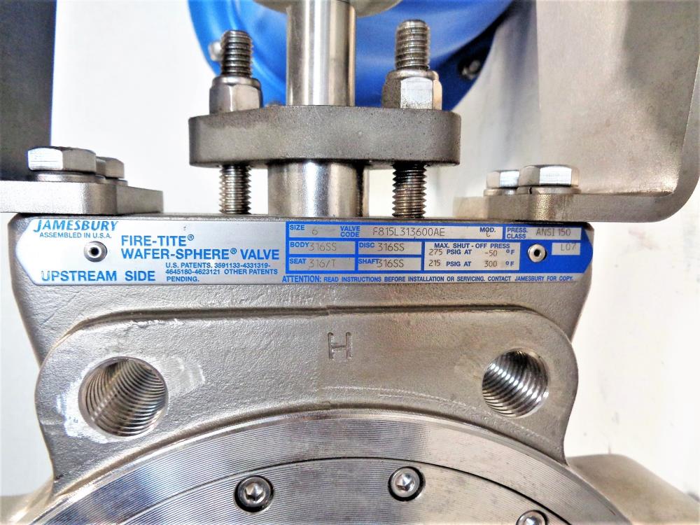 Jamesbury 6" 150# Butterfly Valve, Stainless Steel w/ Quadra-Powr X ...