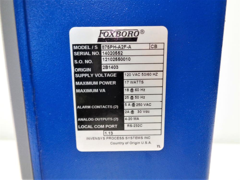 Foxboro Communicator Series pH/ORP Analyzer 875PH-A2F-A