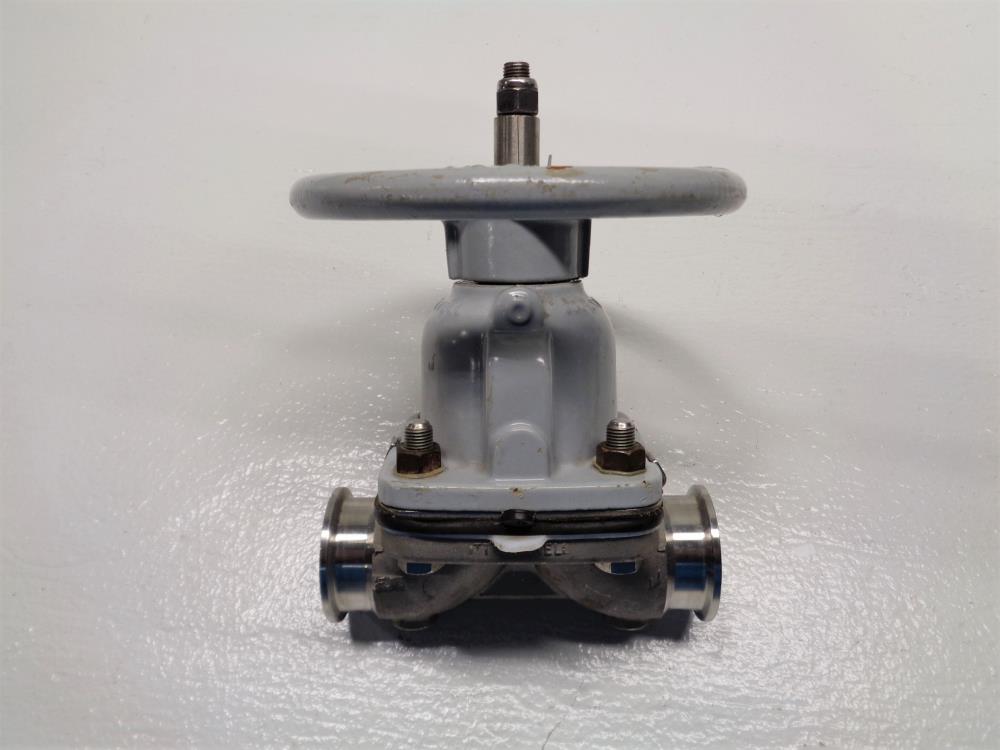 Lot of (2) ITT Grinnell 1-1/2" Tri-Clamp Dia Flow Diaphragm Valve, CF8M ...