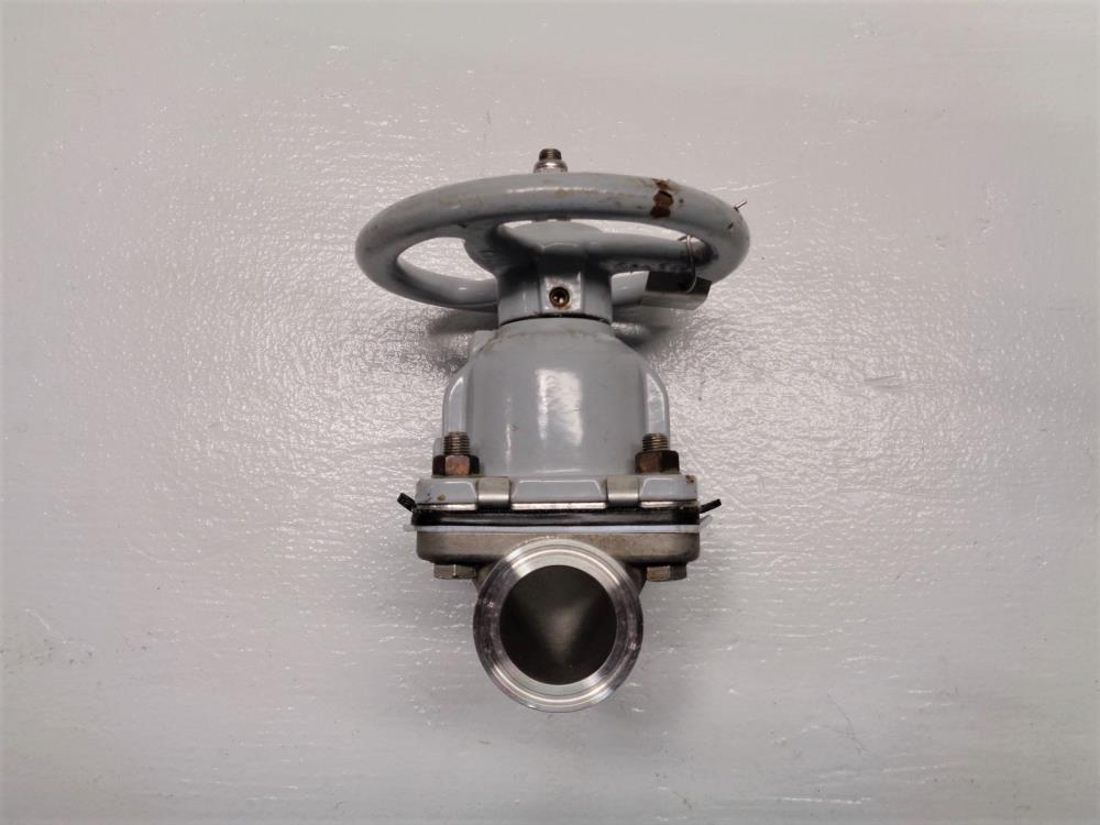 Lot of (2) ITT Grinnell 1-1/2" Tri-Clamp Dia Flow Diaphragm Valve, CF8M ...