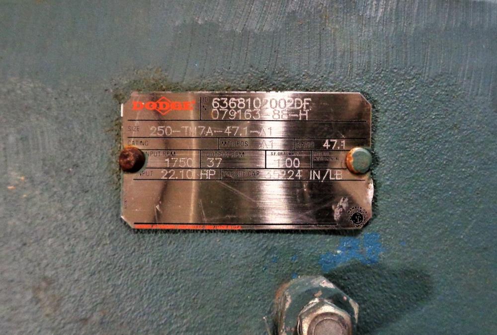 Dodge Gear Reducer, 47.1 Ratio, 1750 RPM, 22.10 HP, Size: 250-TM7A-47.1-A1