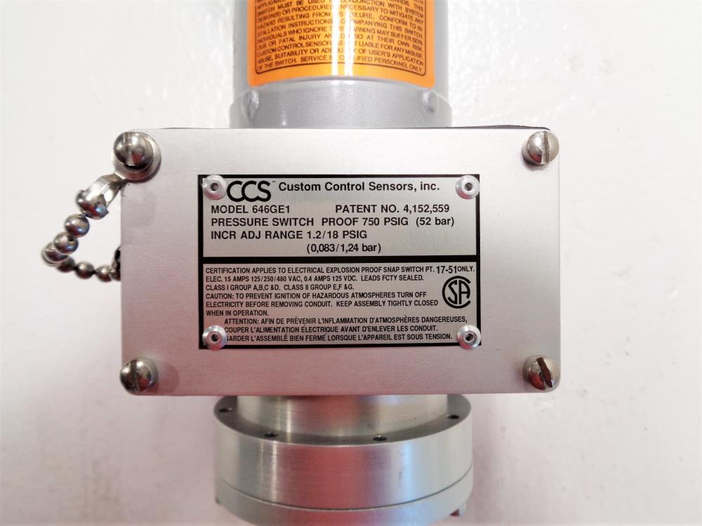 Custom Control Sensors Pressure Switch 646GE1