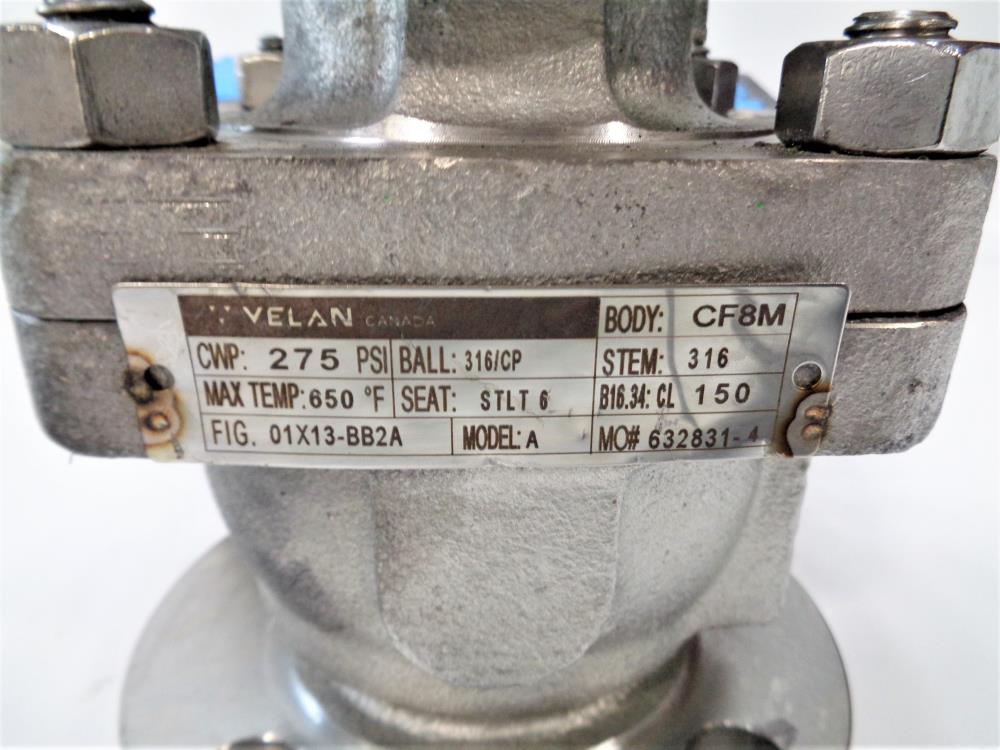 Velan 2" 150# CF8M 2-Pc Ball Valve, Fig# 01X13-BB2A with Rotex Actuator ...