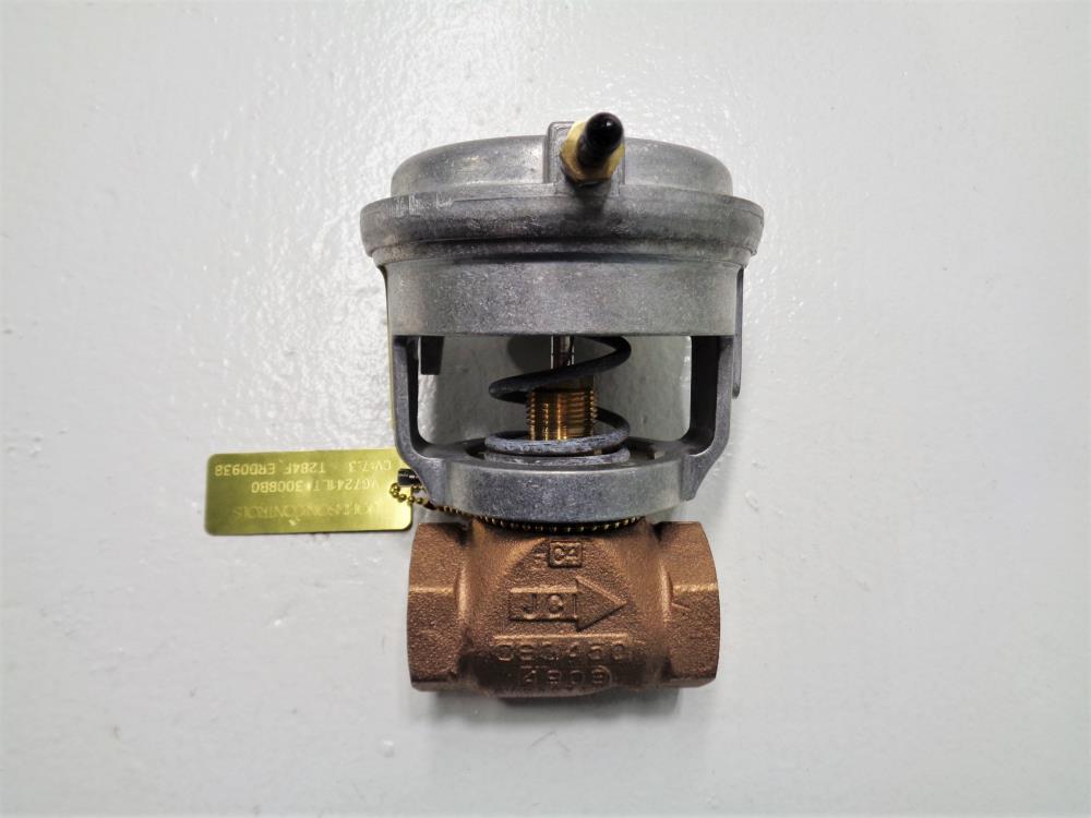 Johnson Controls 3/4" NPT Pneumatic Control Valve VG7241LT+3008B0 W ...