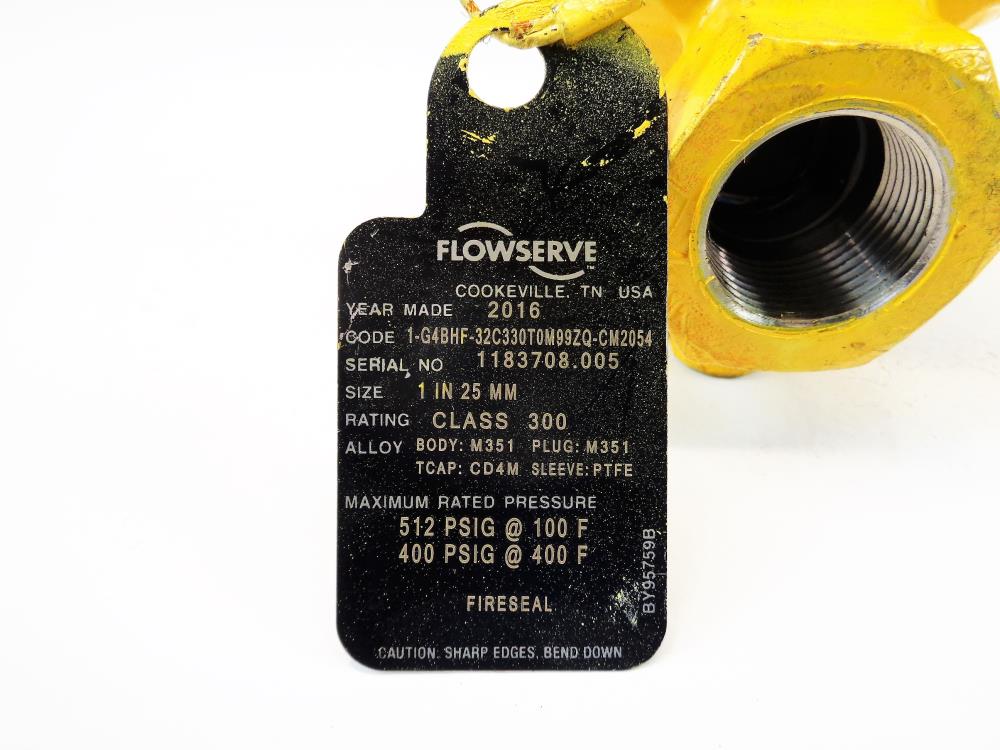 Durco Flowserve 1" 300# M351 Plug Valve, Fig# G432, 1-G4BHF ...