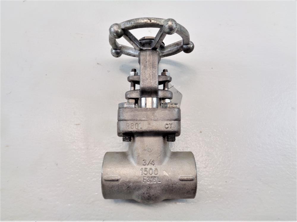 Smith 3/4" Socket Weld 1500# Gate Valve, 316 Stainless Steel, Fig# 1588