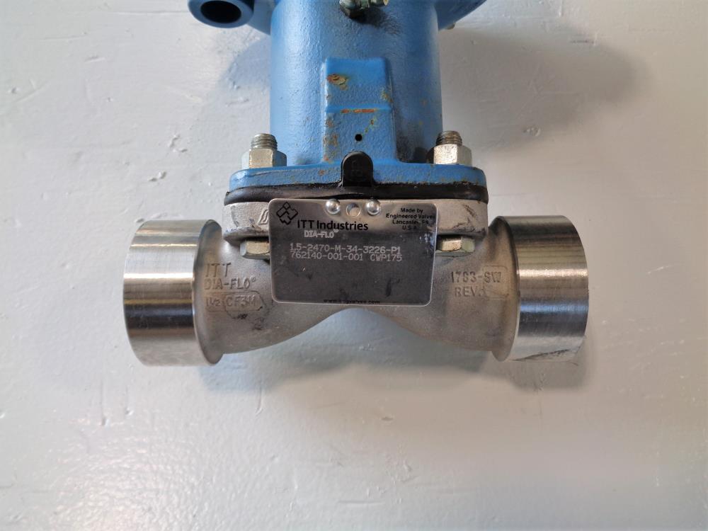 ITT Dia-Flo 1.5" Socket-Weld Diaphragm Valve, Stainless, 1.5-2470-M-34 ...