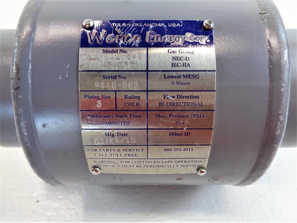 Wenco 3" NPT 159# Flame Arrestor / Arrester 700-TIL-603-D-31C