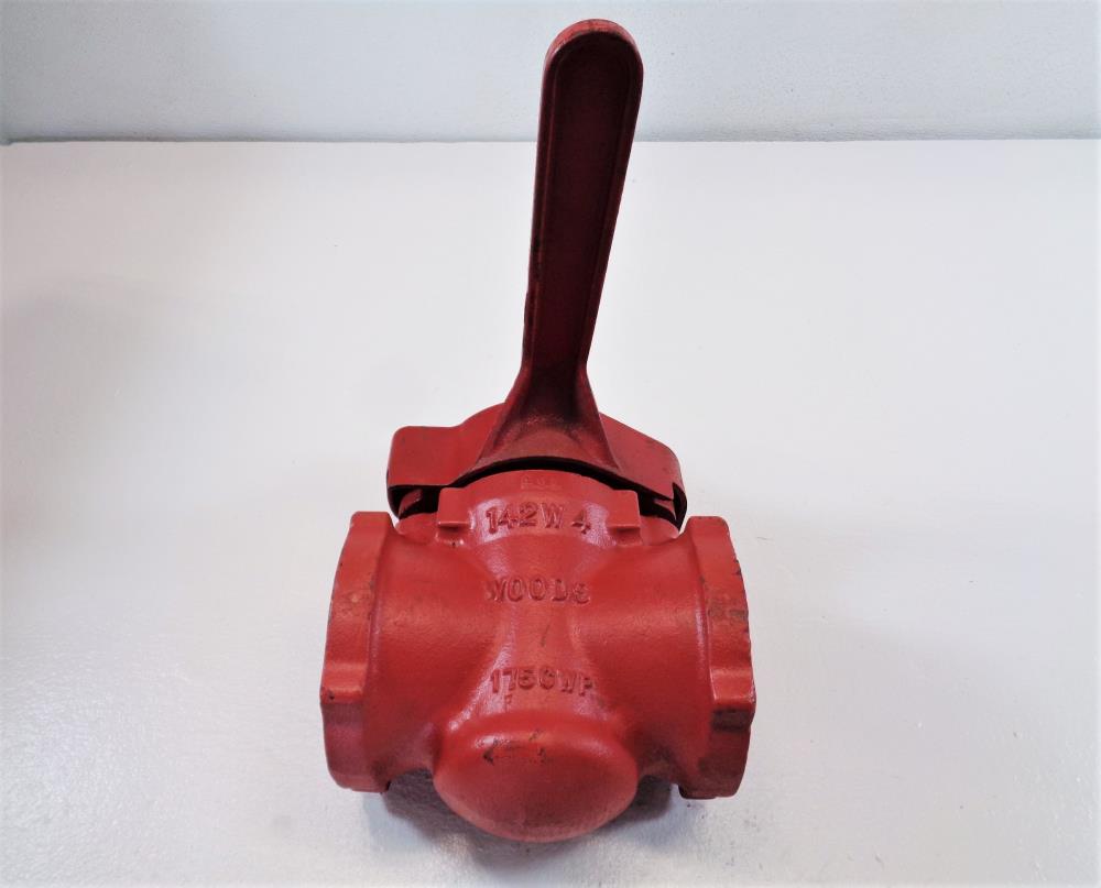 Woods 4" NPT Plug Valve, Cast Iron, 175 CWP, 142W4