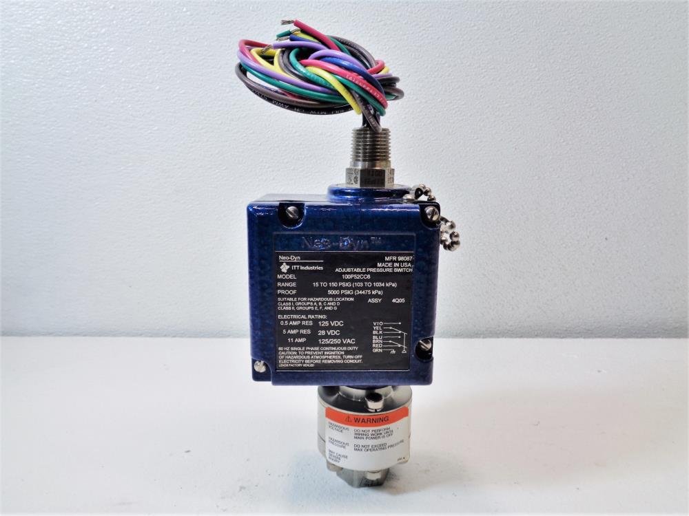 ITT Neo-Dyn 15 to 150 PSIG Adjustable Pressure Switch 100P52CC6