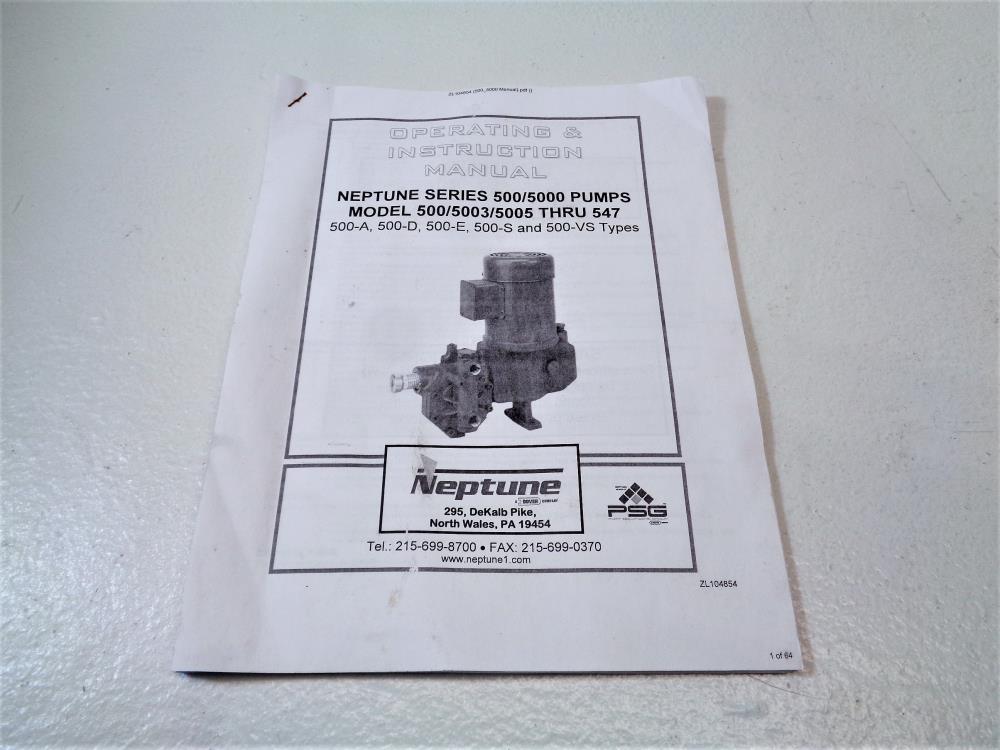 Neptune Metering Pump 3 GPH, 1100 PSI, Model# 515-D-N3-FA-100737
