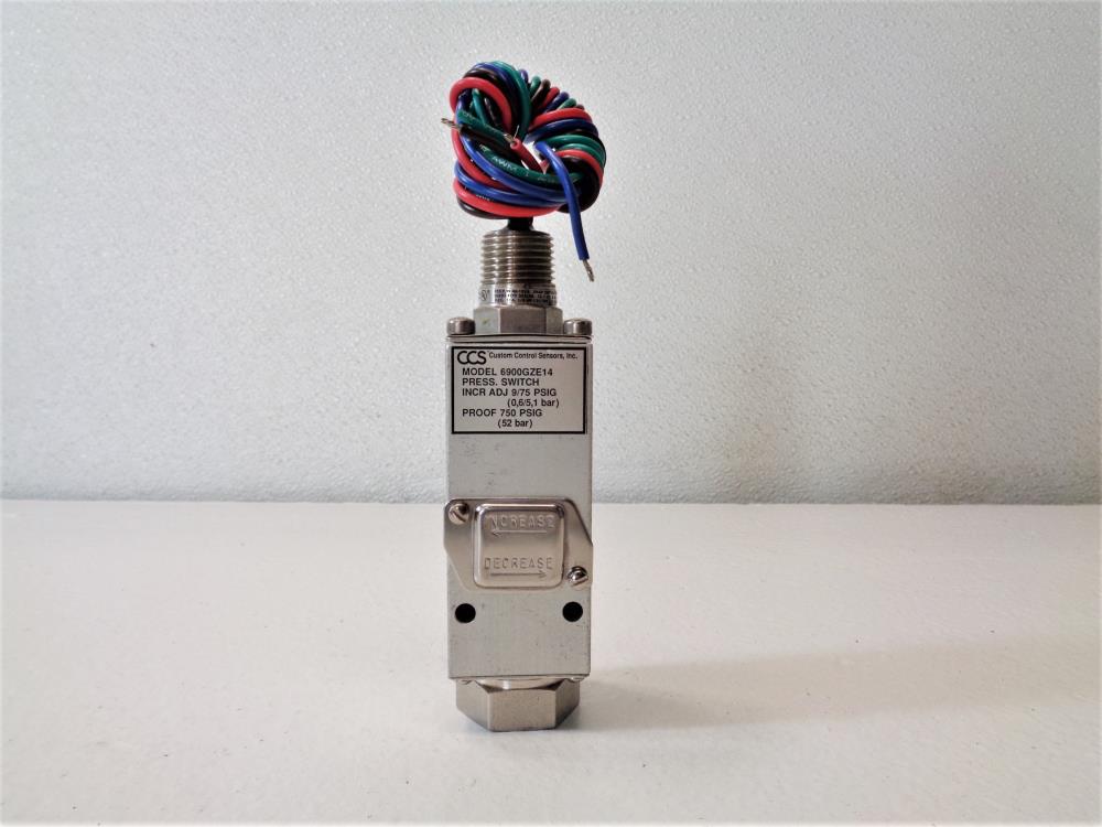 Custom Control Sensors 9/75 PSIG Pressure Switch 6900GZE14