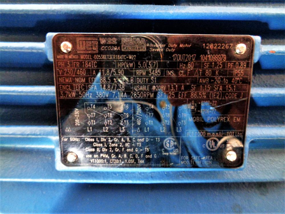 ITT Goulds 3298 Chemical Process Pump 1"x1.5"-6", Tefzel Liner w/ 5HP ...