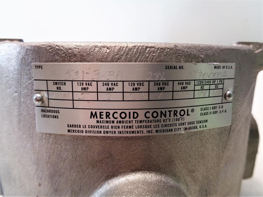 Mercoid Control Pressure Switch DAH-531-3-3A