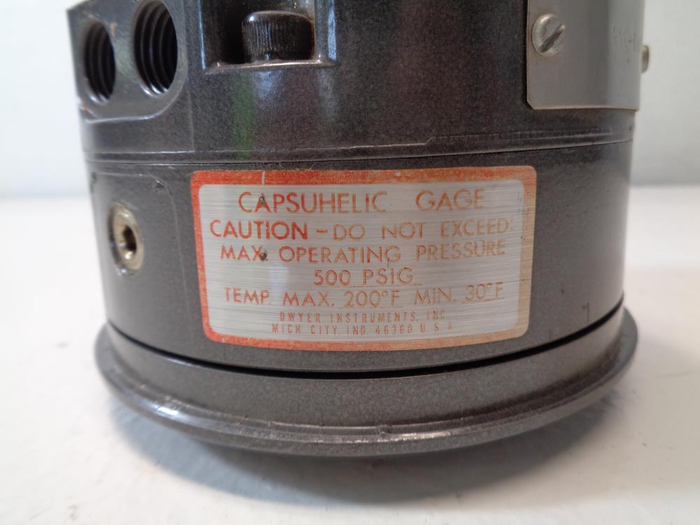 Dwyer Capsuhelic Differential Pressure Gage, 0-10 lbs. Per Sq. Inch, #4210