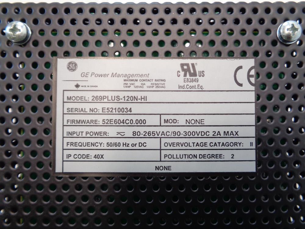 GE 269 Plus Motor Management Relay 269PLUS-120N-HI