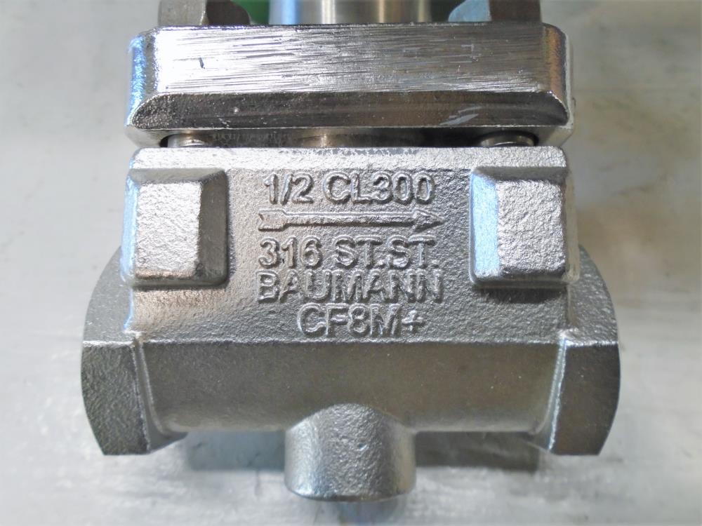Baumann 24102S Control Valve 1/2" NPT 300# 316SS w/ Fisher Fieldvue DVC6200