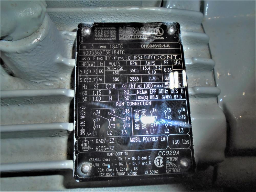 Serfilco 2" NPT Vertical Polypropylene Pump PS-45-0239-LX with WEG 5 HP ...