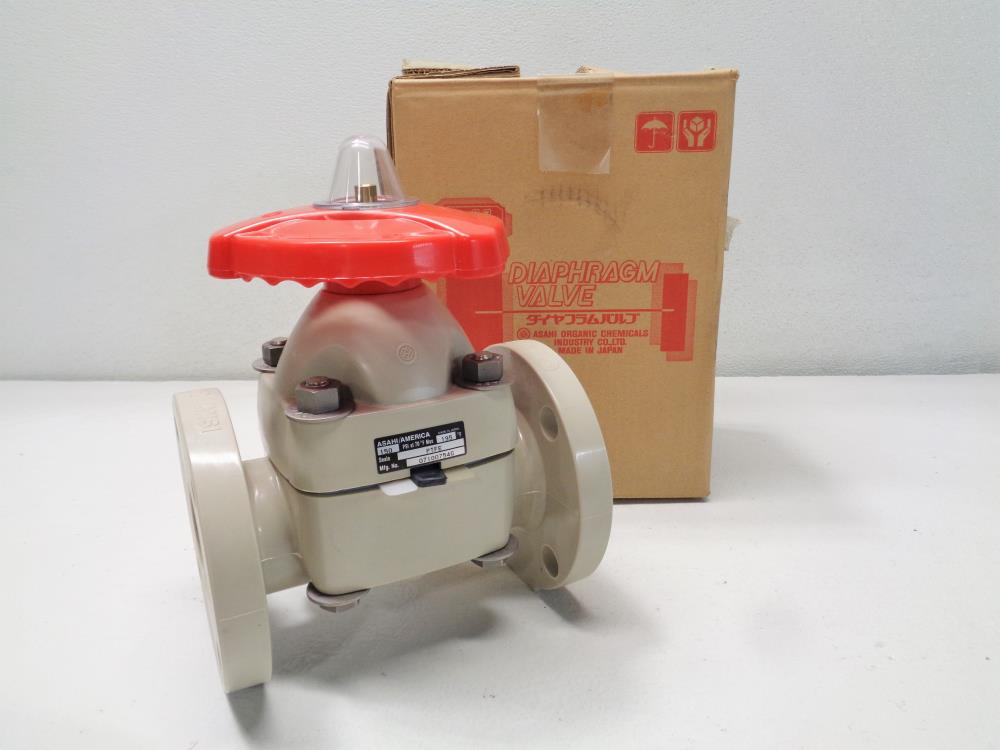 Asahi 2" Flanged Diaphragm 14 Valve, PP Body, PTFE Seals, 1466020