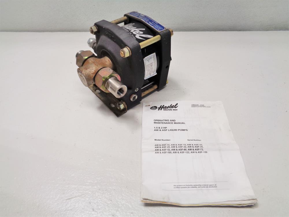 Haskel Air Driven Fluid Pump AW-35, 35:1 Ratio, 150 PSI, 1/2" NPT