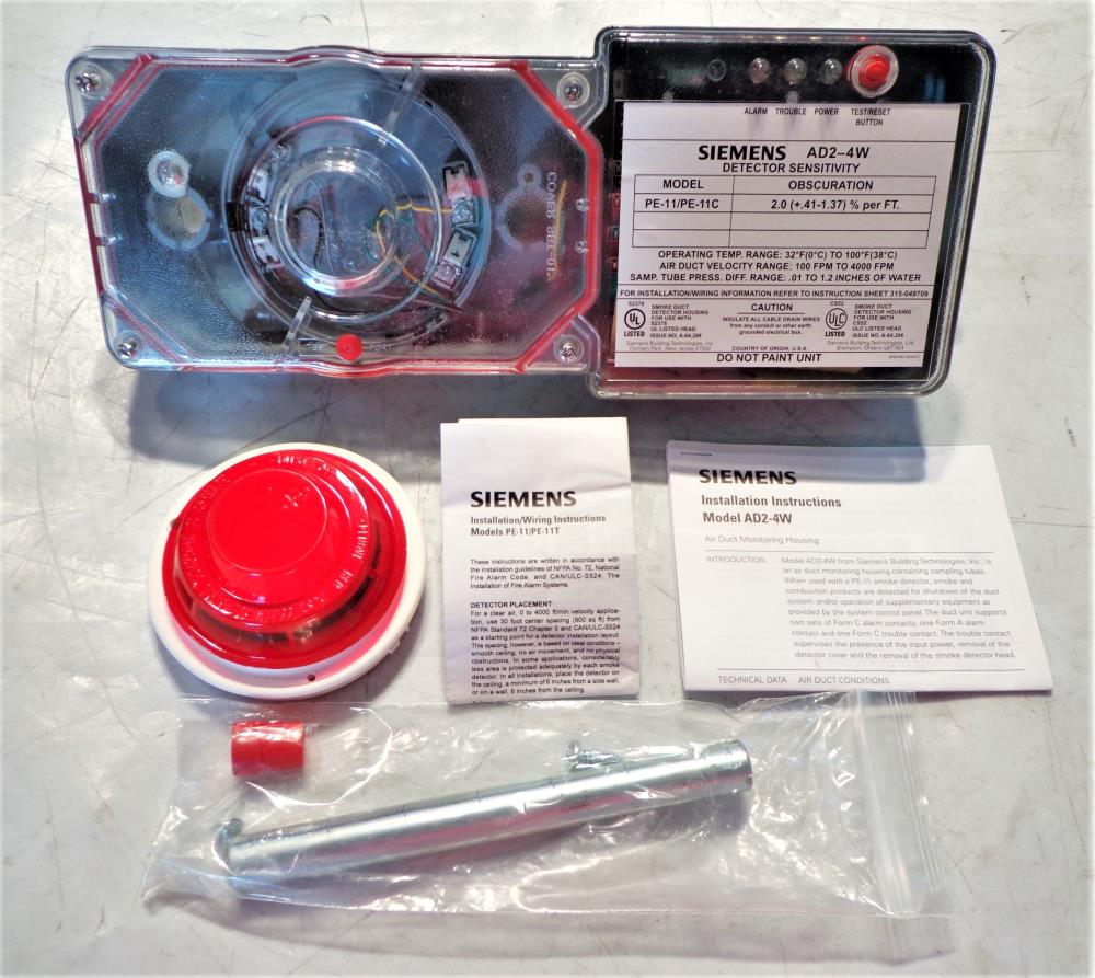 Siemens AD2-4W Duct Housing and Detector PE-11/PE-11C