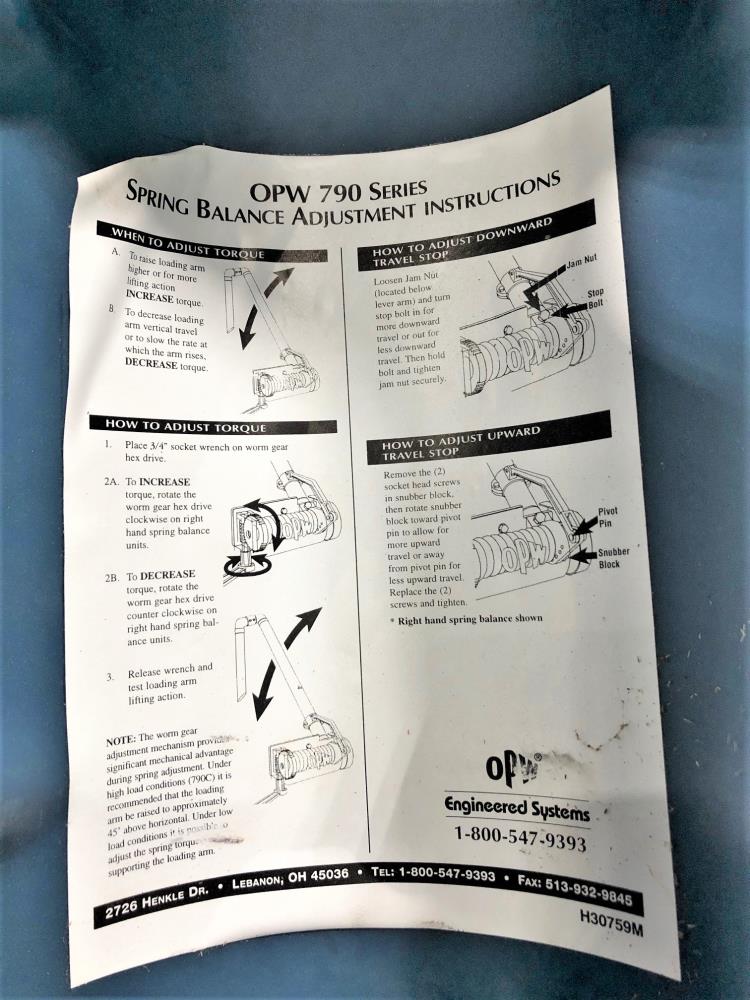 OPW 790 EZ Adjust Loading Arm Torsion Spring Counter Balance, Gray ...