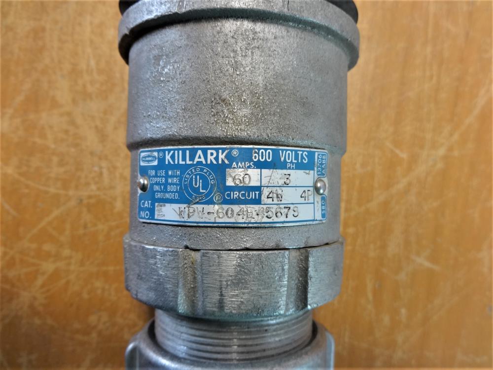 Hubbell Killark WPW-604E45678 Pin & Sleeve Plug, 4 Watt, 4-Pole, 60A, 3 ...