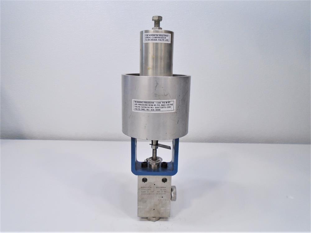 Parker Autoclave 1" Heavy Pressure Needle Valve #20SC12072, 316SS w ...