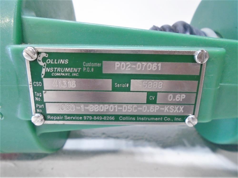 Collins Instrument 1" Flanged Plastic Control Valve 1060-1-880P01-D5C-0 ...