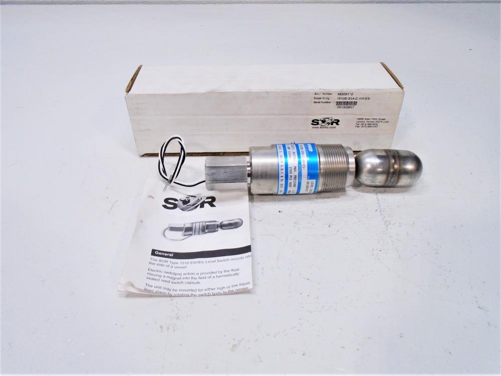 SOR 1.5" Electric Float Level Switch 1510B-G5A-C-W9-ES, Stainless Steel