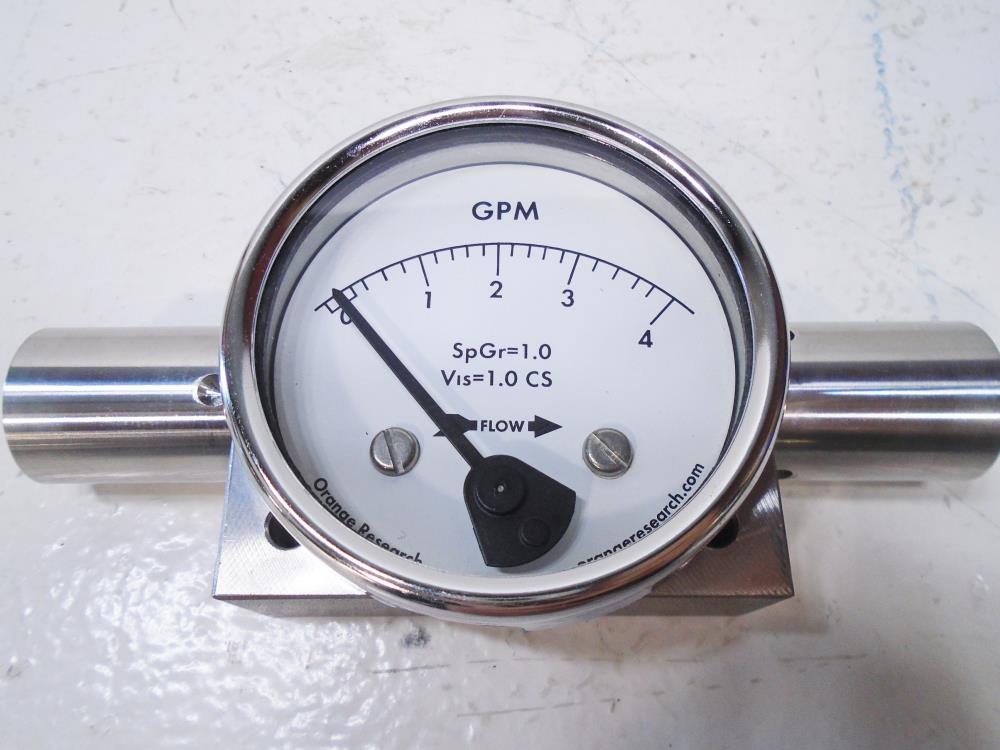 Orange Research 0-4 GPM In-Line Flow Meter, 1/2" NPT, Stainless, 2321FG ...