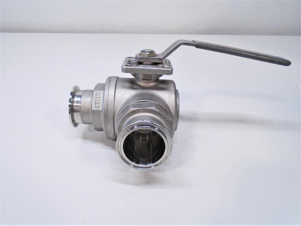 Flow-Tek 1-1/2" Tri-Clamp 3-Way Sanitary Ball Valve, CF8M, 800 WOG