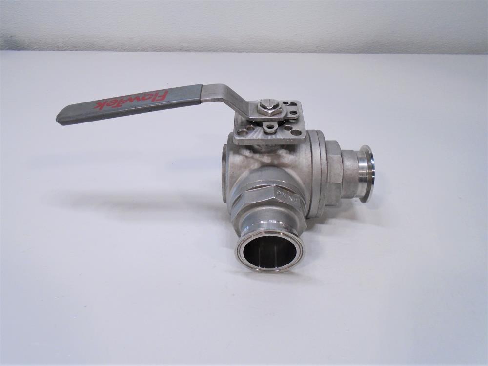 Flow-Tek 2" Tri-Clamp 3-Way Sanitary Ball Valve, CF8M, 800 WOG