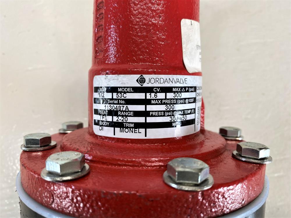 Jordan Valve 1/2" NPT Sliding Gate Regulator, Model 53C, DI, Monel Trim ...