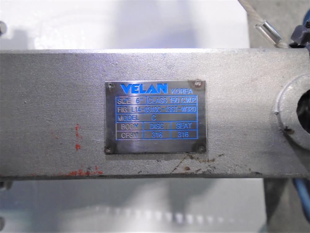 Velan 6" 150# CF8M Knife Gate Valve, Model C, Fig# L14-0310C-13ST-W320