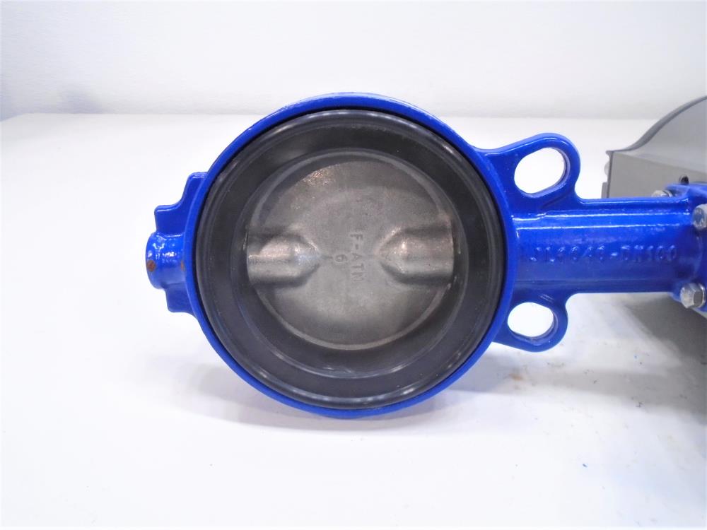 Amri 4" 150# Lined Butterfly Valve, Cast Iron 3T6K6XV w/ Dynactair 6 ...