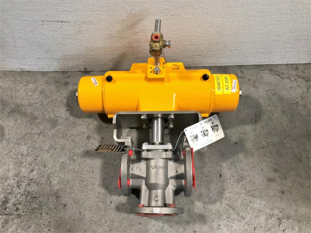 XOMOX Tufline 1-1/2" 150# CF8M 3-Way Plug Valve, Type D, w/ Hytork 426 ...