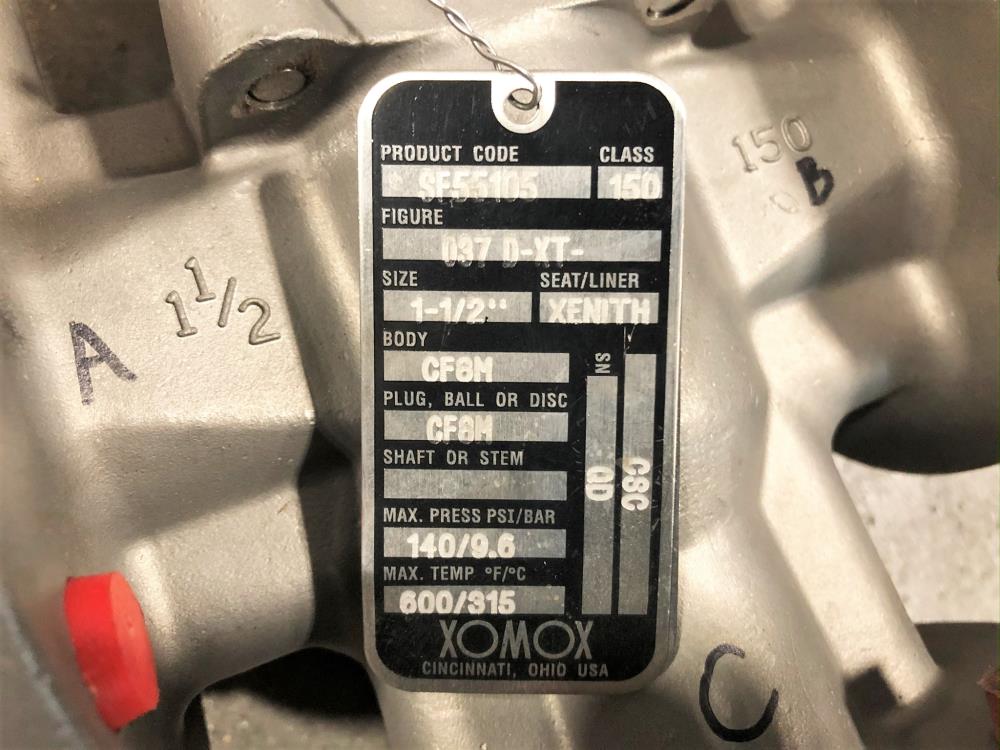 XOMOX Tufline 1-1/2" 150# CF8M 3-Way Plug Valve, Type D, w/ Hytork 426 ...