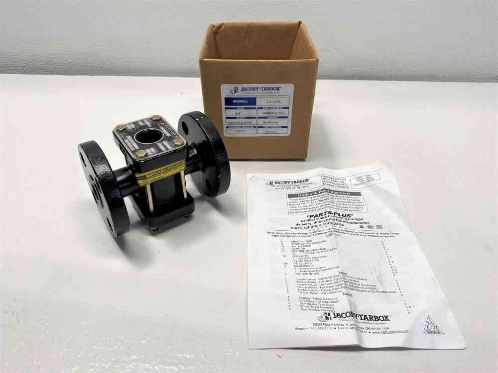 Jacoby Tarbox 3/4" Flanged Sight Flow Indicator, WCB, F-910HPA