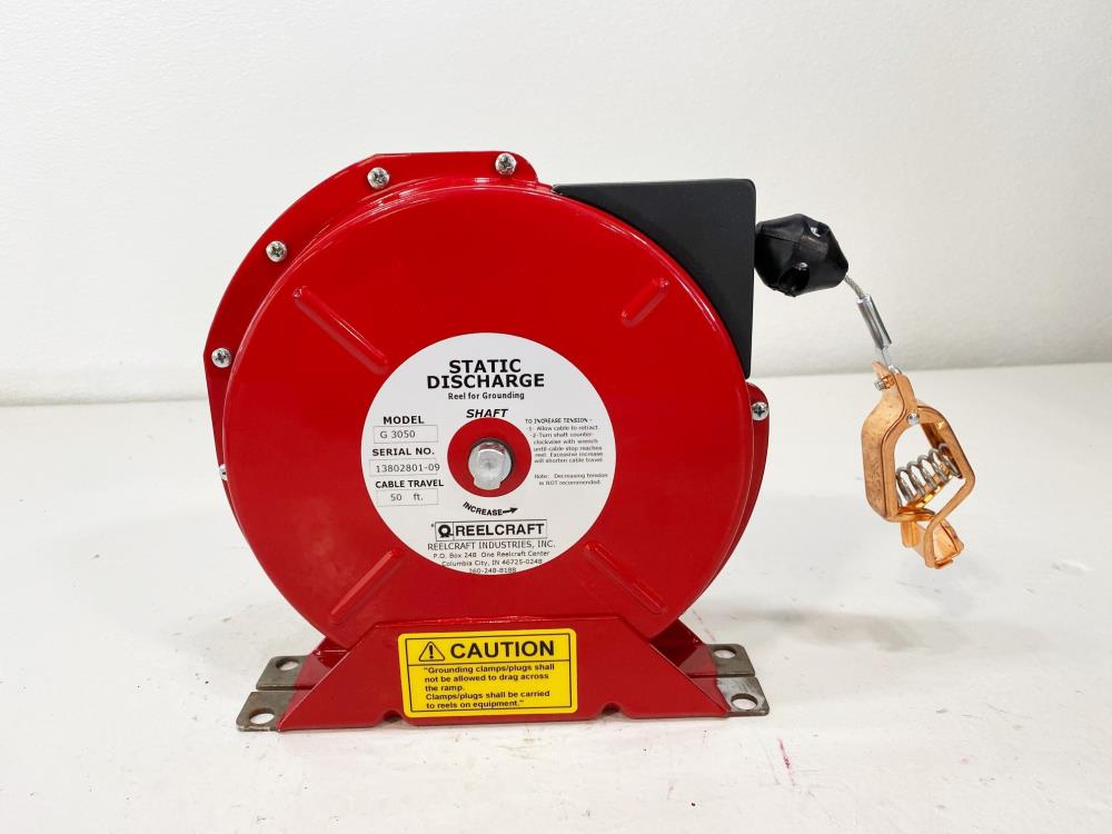 ReelCraft G 3050 Heavy Duty Static Discharge Reel, 50 Ft. Cable w/ Lock