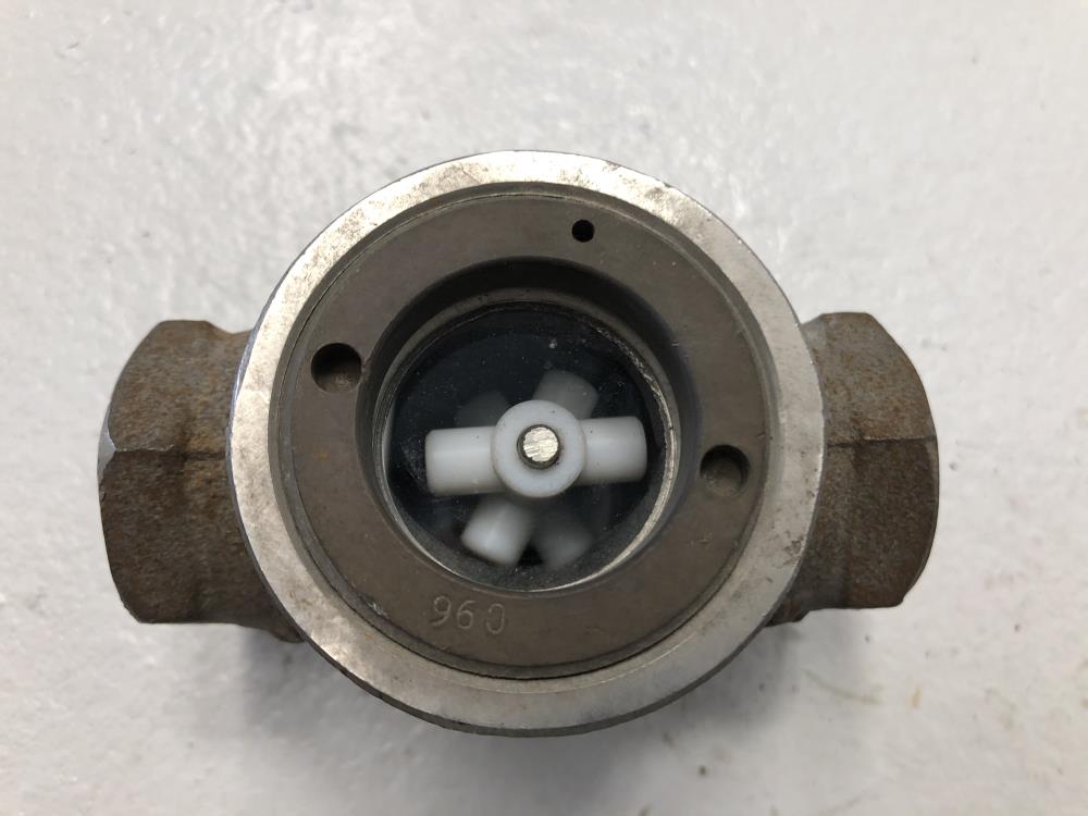 Jacoby Tarbox 3/4" NPT CF8M Sight Flow Indicator W/ Rotor #300-3/4B