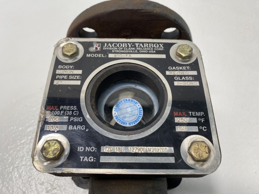 Jacoby Tarbox 2" Flanged Cast Iron Sight Flow Indicator w/ Flapper 910-FA