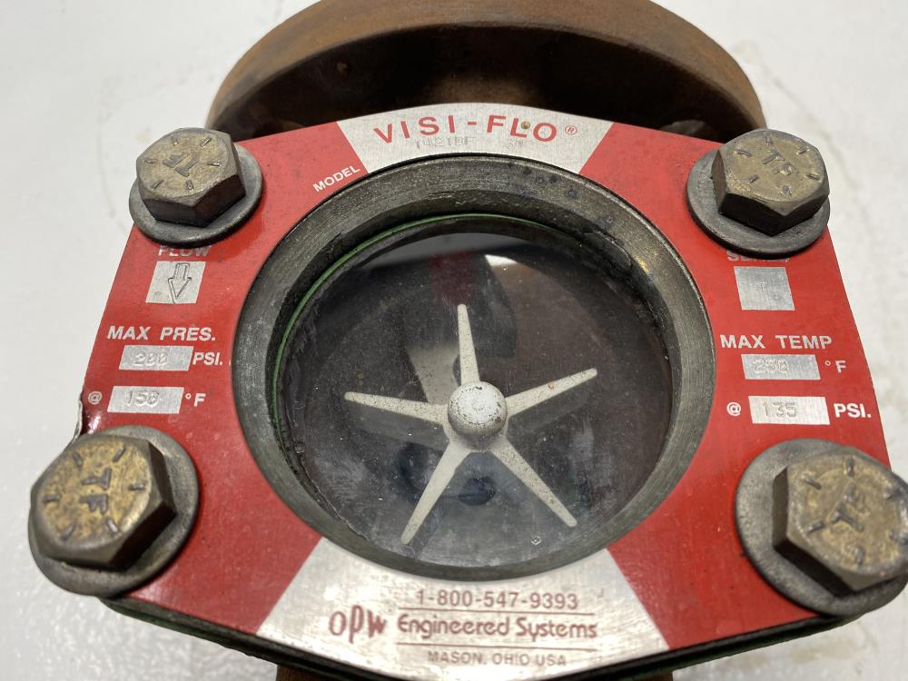 OPW Visi-Flo 3" Flanged WCB Sight Flow Indicator w/ Rotor 1421DF