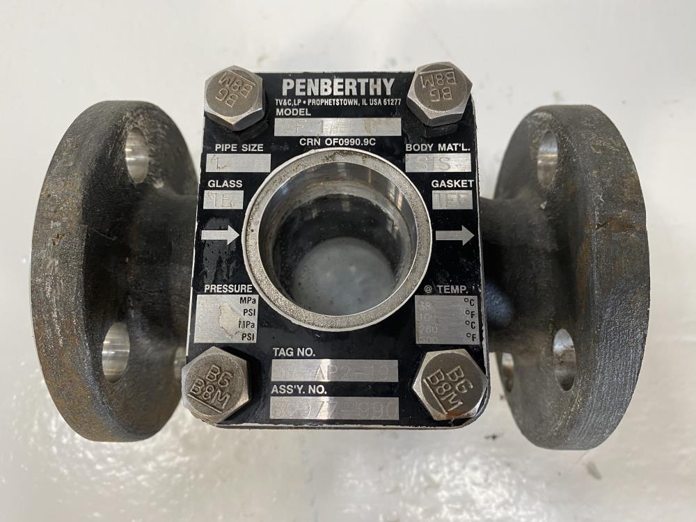 Penberthy 1" Flanged CF8M Sight Flow Indicator, Plain Style SF1