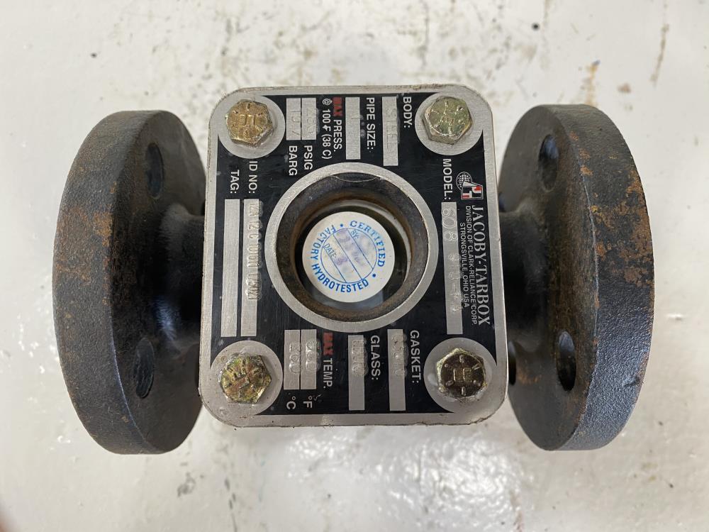 Jacoby Tarbox 1" Flanged WCB Sight Flow Indicator w/ Drip Tube 608-910-FA