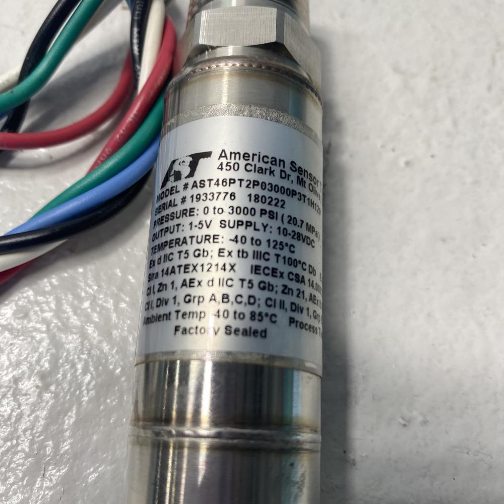 American Sensor 0 to 3000 PSI Pressure Transmitter AST46PT2P03000P3T1H129